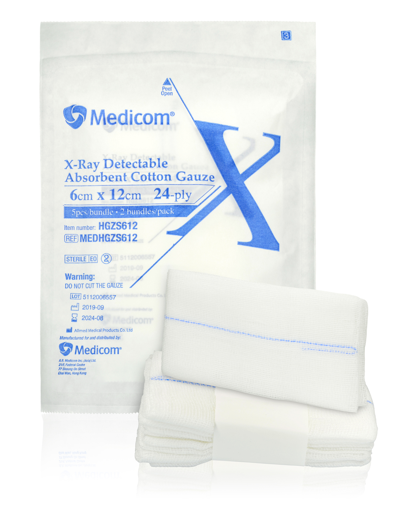 Medicom X-Ray Detectable Absorbent Cotton Gauze - Sterile | A. R ...